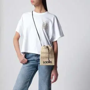 Loewe Raffia Drawstring Pouch