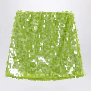 DOUUOD Lime Sequin Skirt