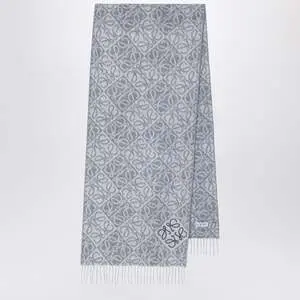 Loewe Anagram Wool And Cashmere Scarf - Grey