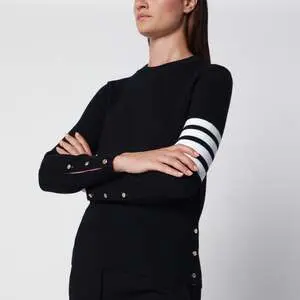 Thom Browne Four-bar Wool Crew-neck Sweater - Blue