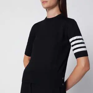 Thom Browne Navy Virgin Wool Sweater With 4-bar Detail