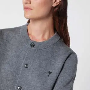 AMI Paris Wool Cardigan With Embroidered De Cœur