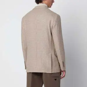 Brunello Cucinelli Camel Prince Of Wales Check Single-breasted Jacket