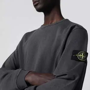 Stone Island Crewneck Sweatshirt In Slub Cotton - Grey