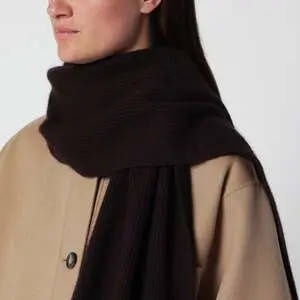 LE BONNET Scarf In Wool And Caregora In Espresso