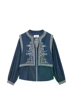 Ba&sh Laura Embroidered Denim Blouse - Blue