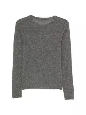 PHILO-SOFIE Fine-knit Round Neck Long Sleeve Top - Grey