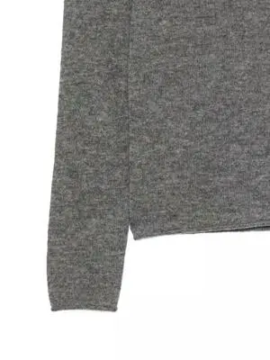 PHILO-SOFIE Fine-knit Round Neck Long Sleeve Top - Grey
