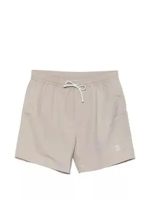 Brunello Cucinelli Logo-embroidered Drawstring Swim Shorts - Neutrals