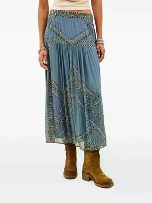 Ba&sh Pearl Geometric Print Pleated Midi Skirt