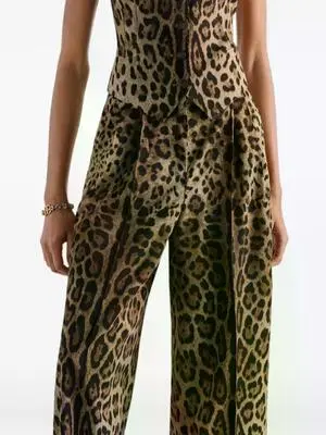 Dolce & Gabbana Leo-print Wool Trousers