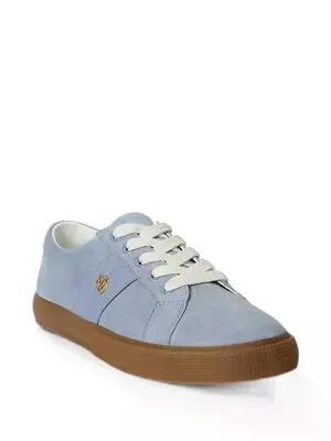 Ralph Lauren Janson Ii Logo-plaque Suede Sneakers - Blue
