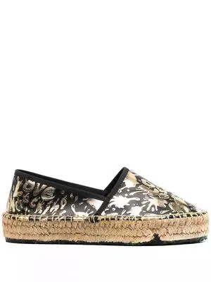 Moschino All-over Logo Espadrilles - Gold