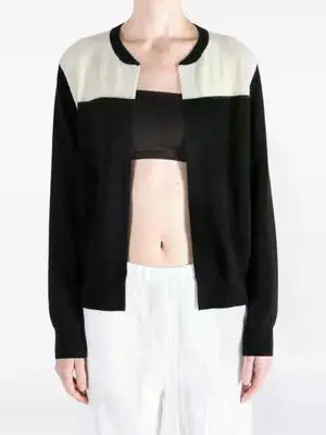 Frenckenberger Colour-block Open-front Cardigan