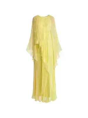 IRINA SCHROTTER Alexia Plissé Ruffled Maxi Dress - Yellow