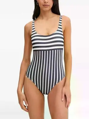 Michael Kors Striped Scoop Neck Swimsuit