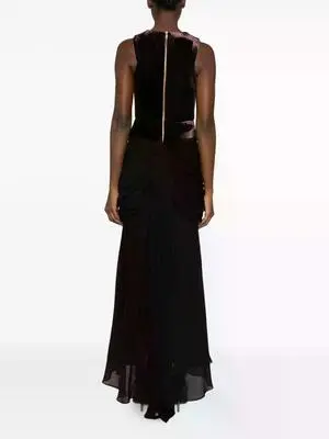 Zimmermann Velvet-panelled Ruched Maxi Dress