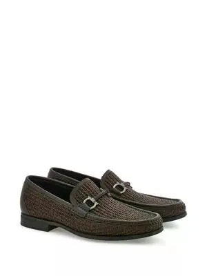 FERRAGAMO Gancini Ornament Raffia Loafers