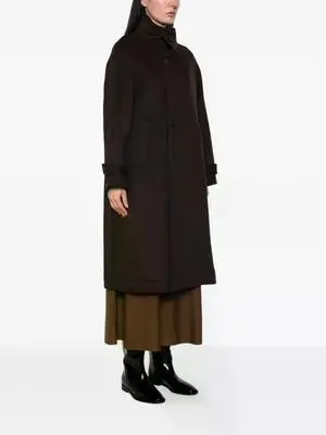 NICHOLSON & NICHOLSON Button-up Funnel Neck Coat - Brown