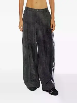 Adidas Check-pattern Wide-leg Trousers