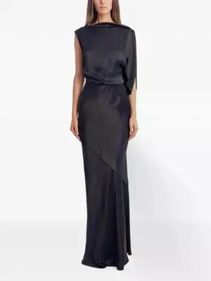 IRINA SCHROTTER Beatrice Asymmetric Maxi Dress - Black