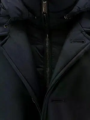 MOORER Hooded Button-up Jacket With Drawstring And Notched Lapels