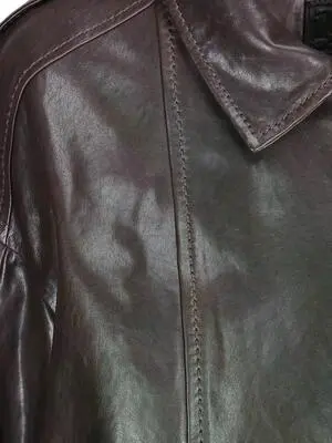 DESA 1972 V-neck Leather Jacket - Brown