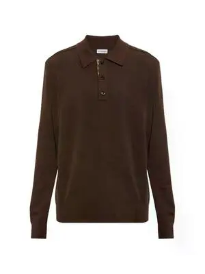 Burberry Long-sleeve Wool Polo Shirt - Brown