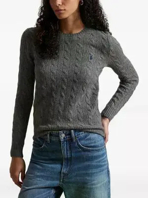 Polo Ralph Lauren Cable-knit Logo-embroidered Sweater - Grey
