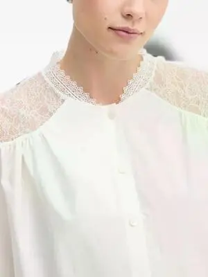 MOS MOSH Lace Panel Gathered Shirt