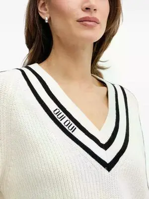 OUI V-neck Striped Sweater With Raglan Sleeves