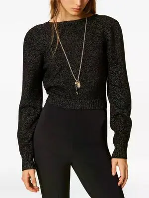 TWINSET Dual-use Wool Blend Jumper With Lurex - Black