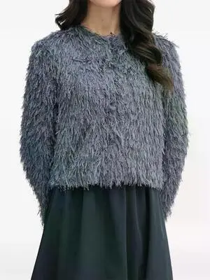 OUI Feather-effect Knitted Jacket - Grey