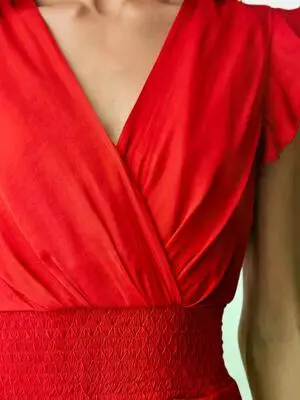 MORGAN Rwally Ruffled Asymmetric-hem Midi Dress