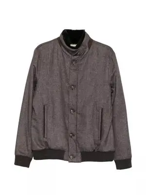 BARBA NAPOLI Raven Fur-collar Bomber Jacket - Brown