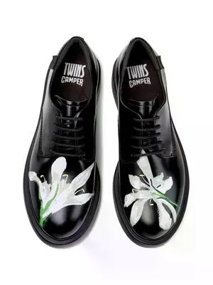 Camper Twins Floral-print Leather Derby Shoes