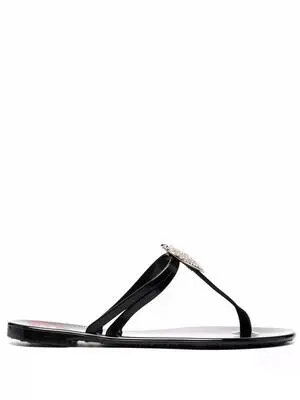 Moschino Crystal-heart Flip-flop Sandals