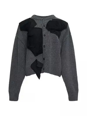 Y’s Patchwork-design Button-up Cardigan - Grey