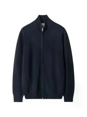 Soft Goat Cashmere Zip-up Sweater - Blue