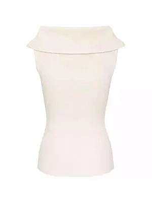 CLUB21 COLLECTION Ribbed-knit Sleeveless Top - White
