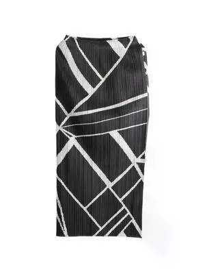Issey Miyake Geometric-print Plissé Midi Skirt