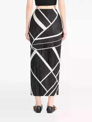 Issey Miyake Geometric-print Plissé Midi Skirt
