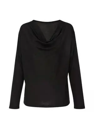 CLUB21 COLLECTION Cowl Neck Long Sleeve Blouse - Black