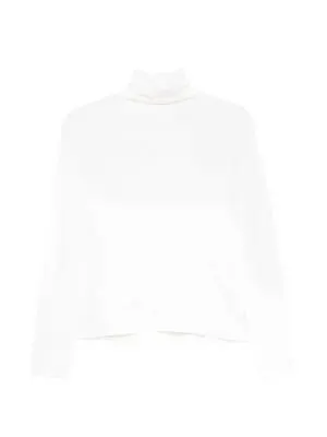 EMERSON RENALDI Fine Knit Roll Neck Long Sleeve Sweater - Neutrals