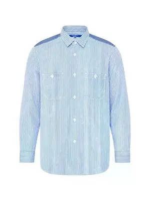 Junya Watanabe Striped Patch-detail Shirt - Blue