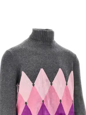 BALLANTYNE Argyle Roll-neck Knit - Grey