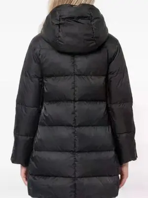 Herno Quilted A-line Coat With Drawstring Hood - Black