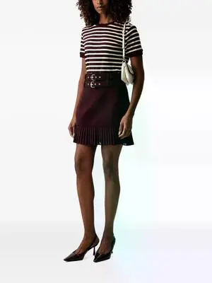MORGAN Jano Double-buckle Pleated Mini Skirt - Purple