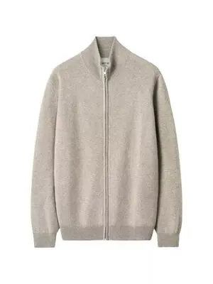 Soft Goat Zip-up Cashmere Sweater - Neutrals