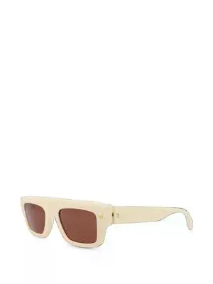 Alexander McQueen Stud-embellished Rectangle-frame Sunglasses - Neutrals